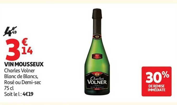 Promo Vin Mousseux Charles Volner Blanc De Blancs, Rosé Ou Demi-Sec 75 ...