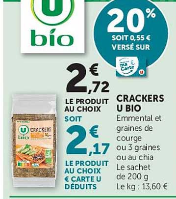 Promo Crackers Emmemtal Et Graines De Courge Regain Bio chez ...