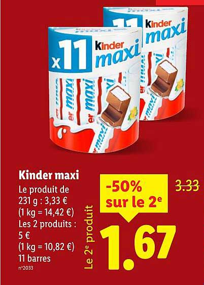 Promo Kinder Maxi chez Lidl - 123Catalogue.fr