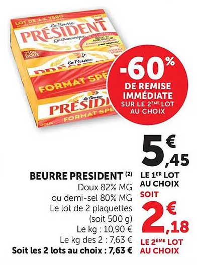 Prix Du Beurre President