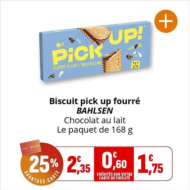 Promo Biscuit Pick Up Fourré Bahlsen Chocolat Au Lait Le Paquet De 168 ...