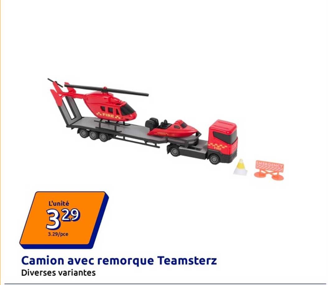 Promo Camion Avec Remorque Teamsterz chez Action - 123Catalogue.fr