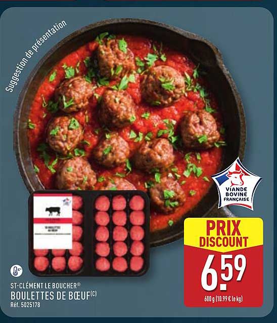 Promo St-Clément Le Boucher® Boulettes De Boeuf chez ALDI - 123Catalogue.fr