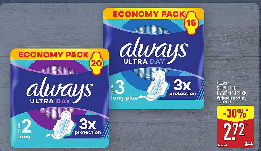 Promo Always Ultra Day Serviettes Hygiéniques chez ALDI - 123Catalogue.fr