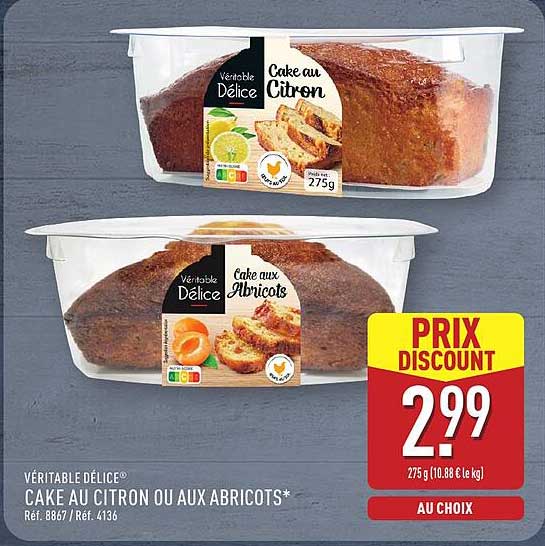 Promo Véritable Délice® Cake Au Citron Ou Aux Abricots* chez ALDI ...