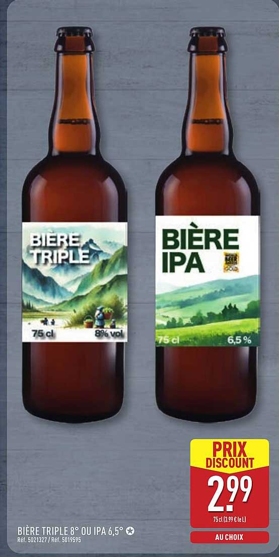 Promo Bière Triple 8° Ou Ipa 6,5° chez ALDI - 123Catalogue.fr