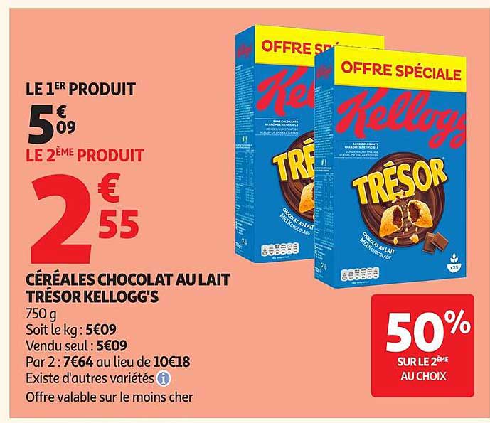 Promo Céréales Chocolat Au Lait Trésor Kellogg's chez Auchan ...