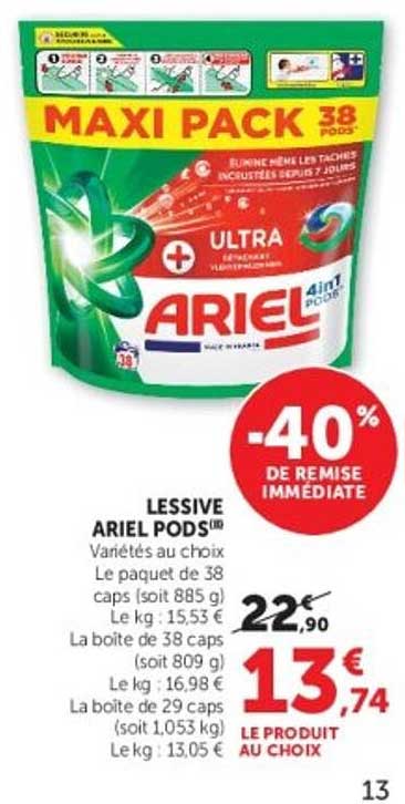 Promo Lessive Ariel Pods chez Hyper U - 123Catalogue.fr