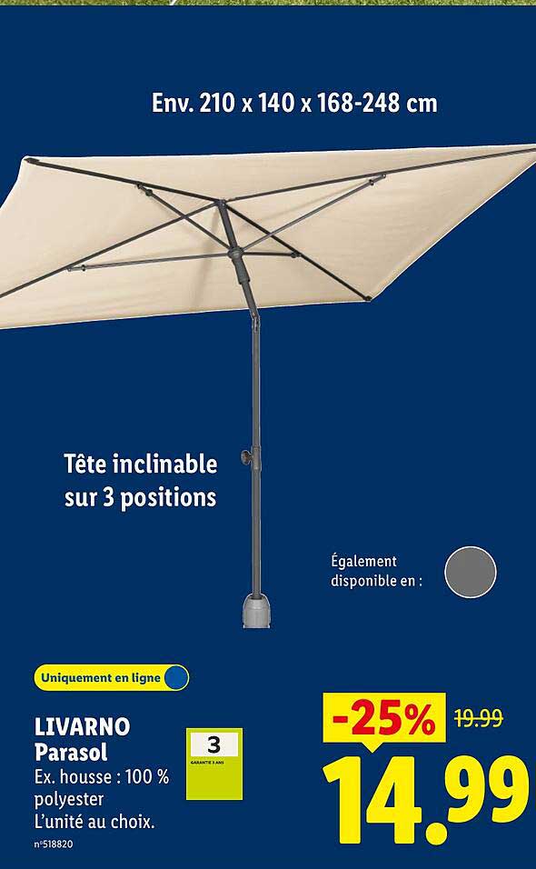 Promo Livarno Parasol chez Lidl - 123Catalogue.fr