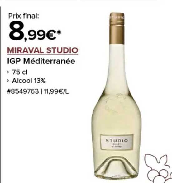 Promo Miraval Studio Igp Méditerranée chez Costco - 123Catalogue.fr
