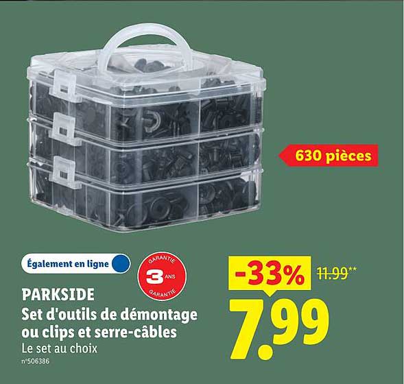 Promo Parkside Set D'outils De Démontage Ou Clips Et Serre-Câbles chez ...