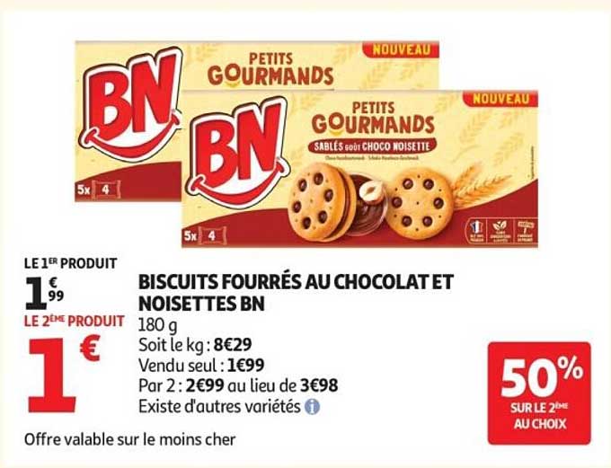 Promo Mini Biscuits Fourrés Goût Chocolat Bn chez Intermarché Hyper ...