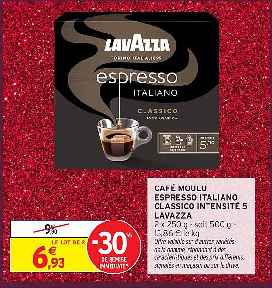 Promo Café Moulu Espresso Italiano Classico Intensité 5 Lavazza chez ...