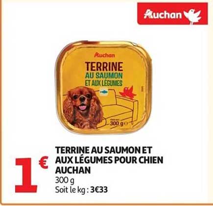 Promo Terrine Au Saumon Et Aux Légumes Pour Chien Auchan chez Auchan ...