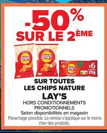 Promo -50% Sur Le 2 Éme Sur Toutes Les Chips Nature Lay's chez ...