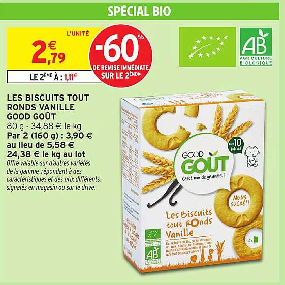 Promo Les Biscuits Tout Ronds Vanille Good Goût chez Intermarché Hyper ...