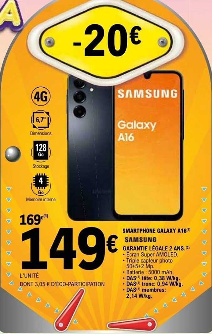 Promo Samsung Galaxy A16 chez E.Leclerc - 123Catalogue.fr