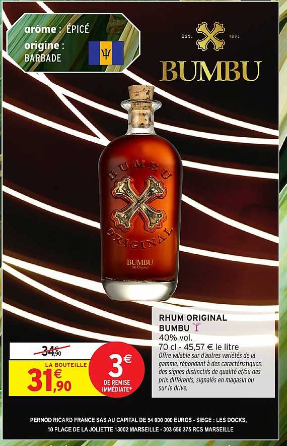 Promo Rhum Traditionnel Original “Bumbu” chez E.Leclerc - 123Catalogue.fr