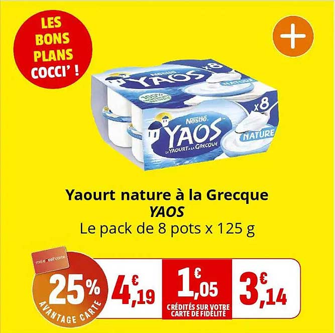 Promo Yaourt Nature À La Grecque Yaos Le Pack De 8 Pots X 125 G chez ...