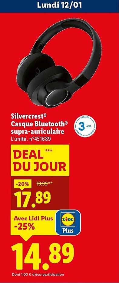 Promo Silvercrest® Casque Bluetooth® Supra-Auriculaire chez Lidl ...