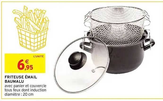 Promo Friteuse Émail Baumalu Avec Panier Et Couvercle Tous Feux Dont ...