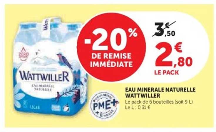 Promo Eau Minerale Naturelle Wattwiller chez Hyper U - 123Catalogue.fr
