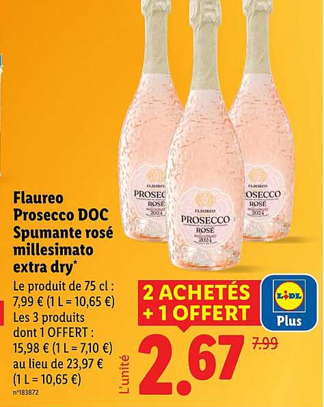 Promo Flaureo Prosecco Doc Spumante Rosé Millesimato Extra Dry* chez ...