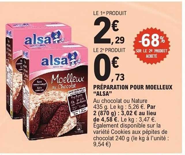 Promo Préparation Pour Moelleux “Alsa” chez E.Leclerc - 123Catalogue.fr