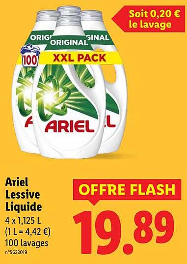 Promo Ariel Lessive Liquide chez Lidl - 123Catalogue.fr