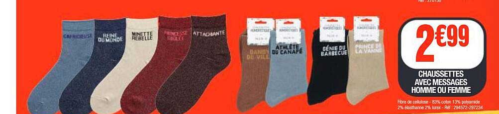 Promo Chaussettes Avec Messages Homme Ou Femme chez La Foir'Fouille ...