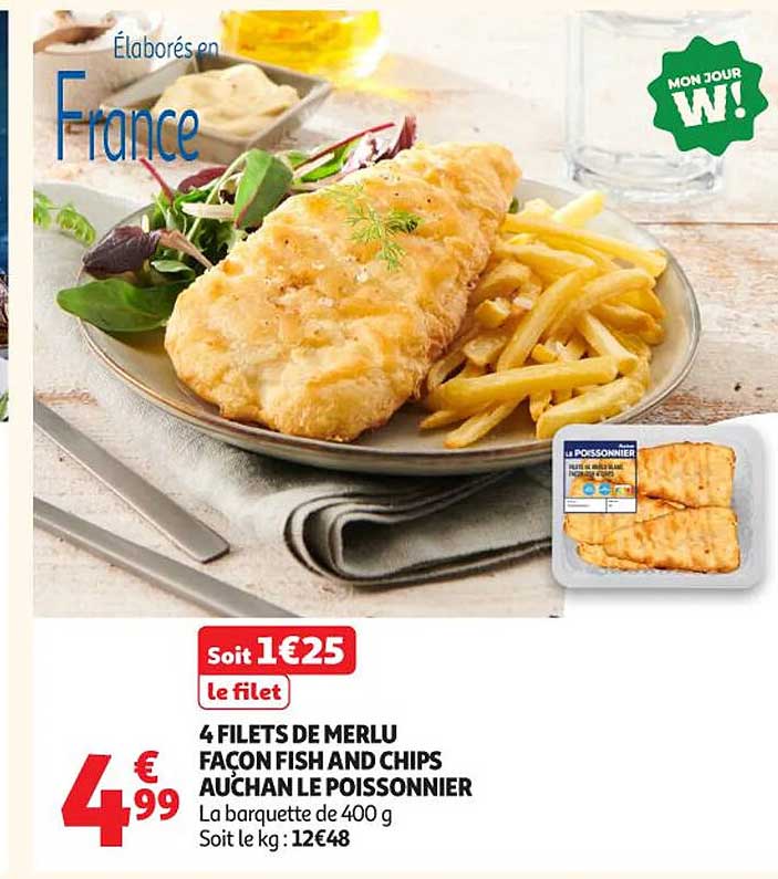 Promo 4 Filets De Merlu Façon Fish And Chips Auchan Le Poissonnier chez ...