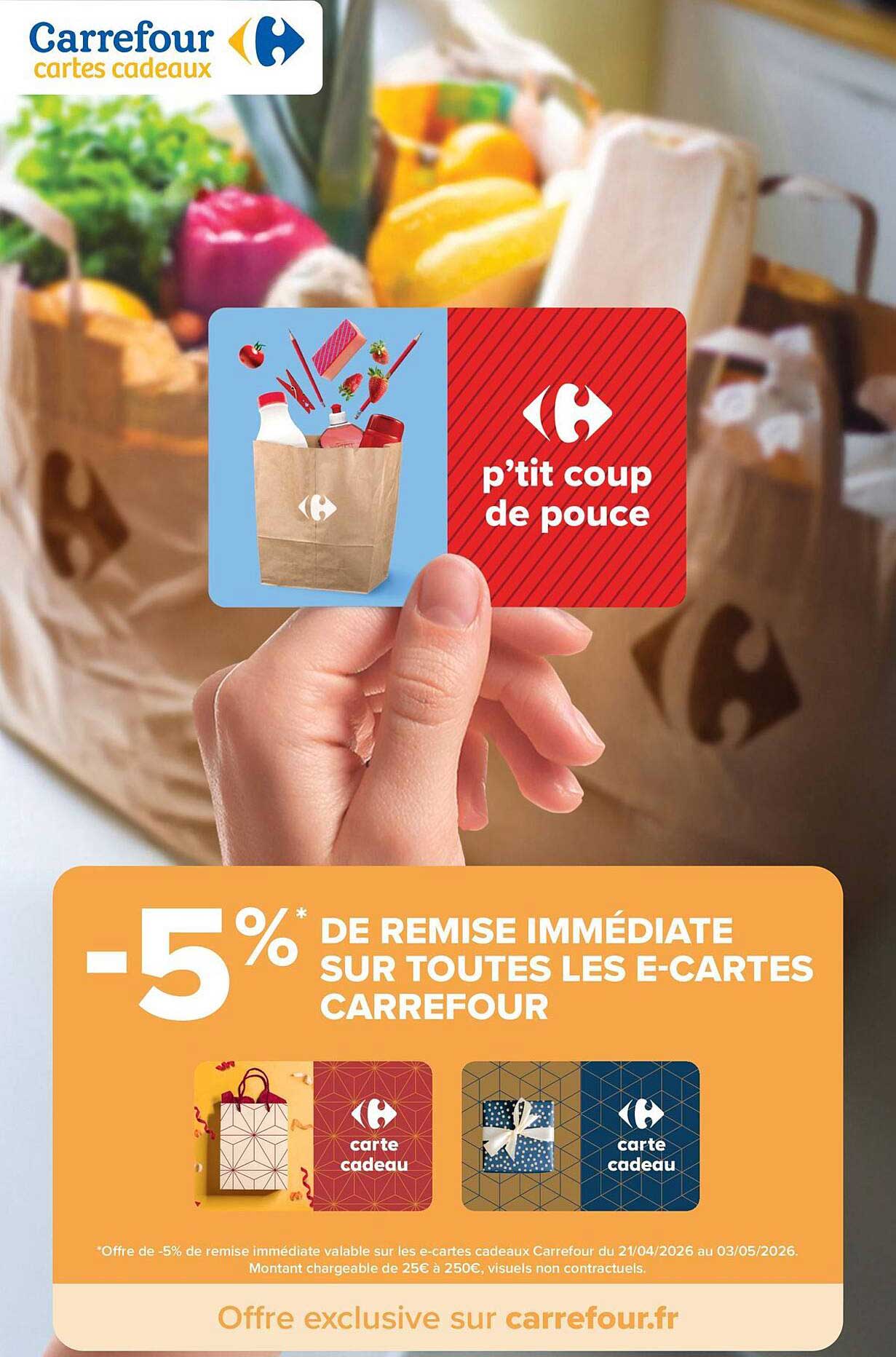Promo -5%* De Remise Immédiate Sur Toutes Les E-Cartes Carrefour chez ...