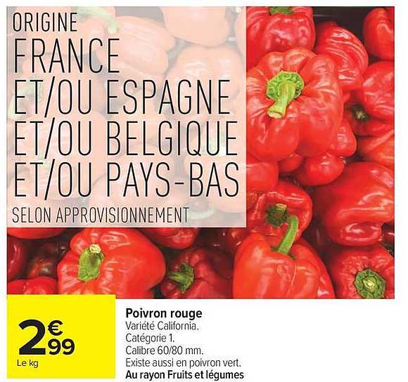 Promo Poivron Rouge chez Carrefour Market - 123Catalogue.fr