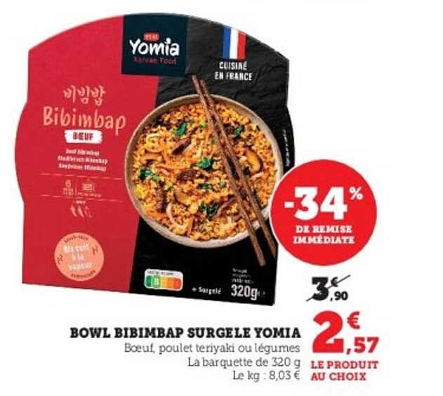 Promo Bowl Bibimbap Surgele Yomia chez Hyper U - 123Catalogue.fr