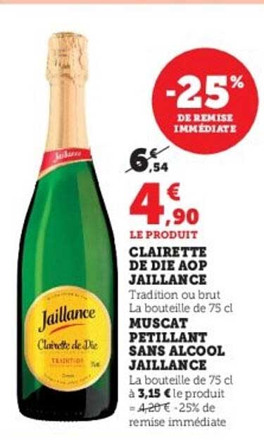Promo Clairette De Die Aop Jaillance Muscat Petillant Sans Alcool ...