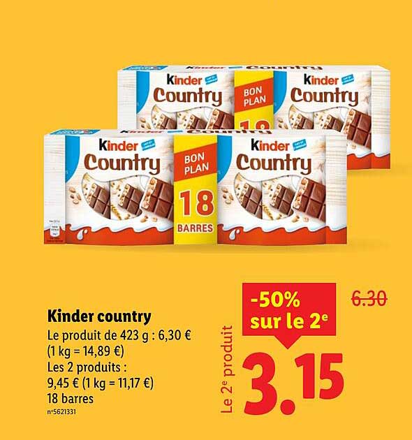 Promo Kinder Country chez Lidl - 123Catalogue.fr