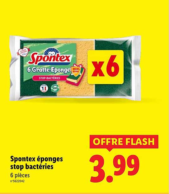 Promo Spontex Éponges Stop Bactéries chez Lidl - 123Catalogue.fr