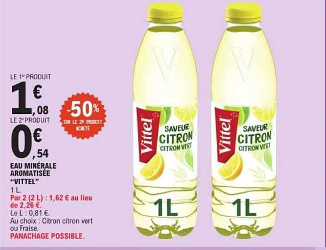 Promo Eau Minérale Aromatisée “Vittel” Saveur Citron Citron Vert chez E ...