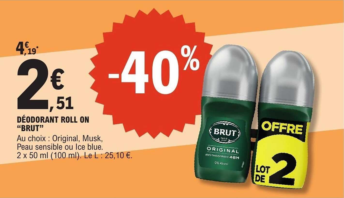 Promo Déodorant Roll On "Brut" chez E.Leclerc Express - 123Catalogue.fr