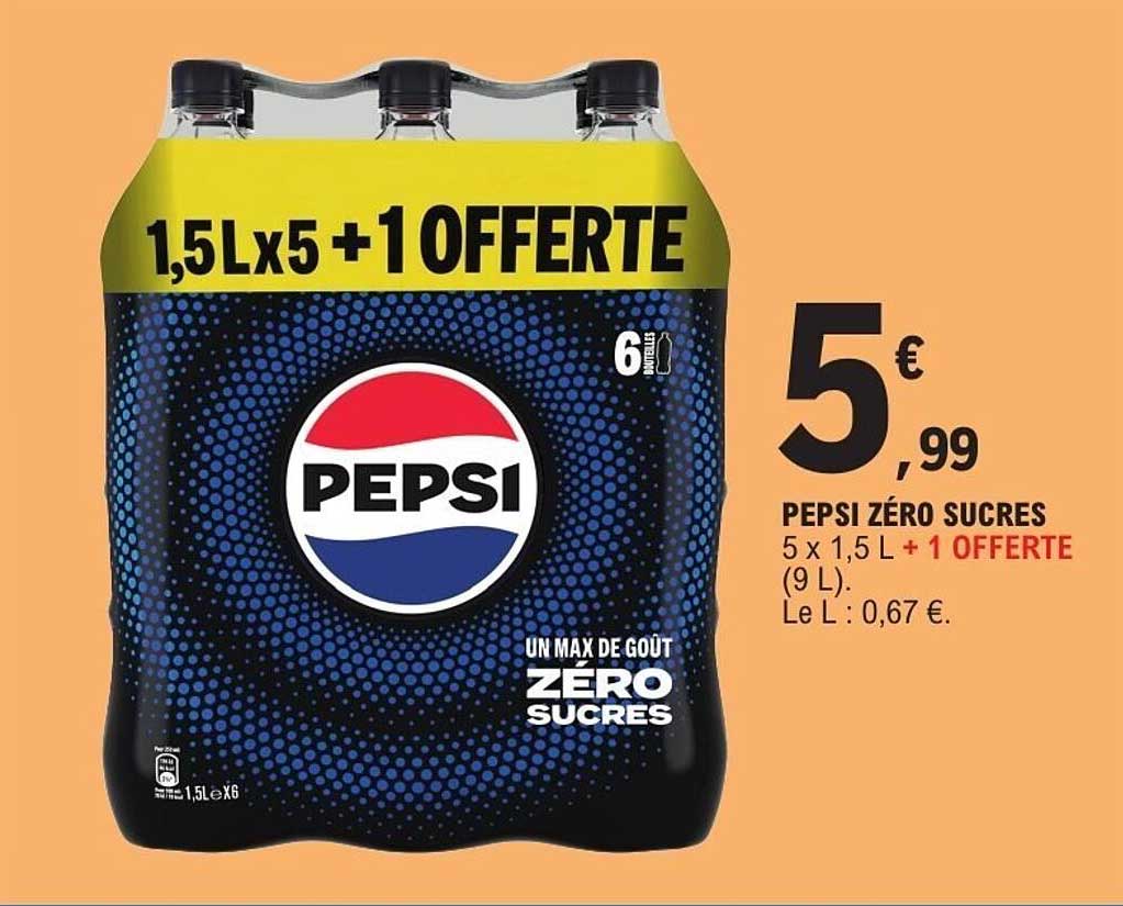 Promo Pepsi Zéro Sucres 5 X 1,5 L + 1 Offerte chez E.Leclerc Express ...