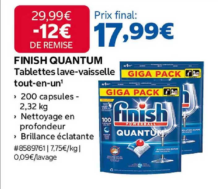 Promo Finish Quantum Tablettes Lave-Vaisselle Tout-En-Un chez Costco ...
