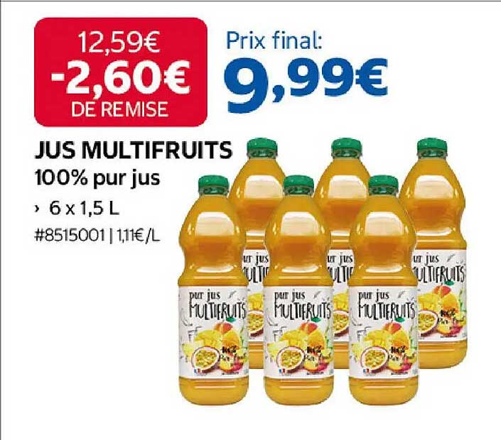 Promo Jus Multifruits 100% Pur Jus chez Costco - 123Catalogue.fr