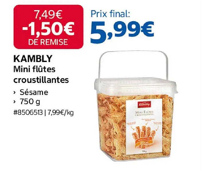 Promo Kambly Mini Flûtes Croustillantes chez Costco - 123Catalogue.fr