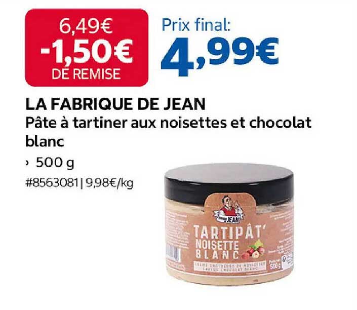 Promo La Fabrique De Jean Pâte À Tartiner Aux Noisettes Et Chocolat ...