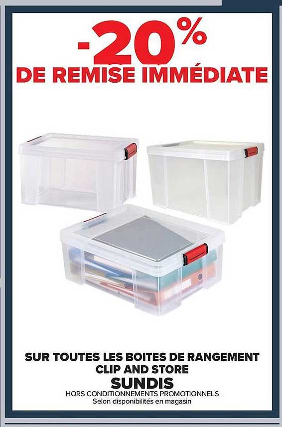 Promo Boîte De Rangement “Clip’n Store” chez Bureau Vallée ...