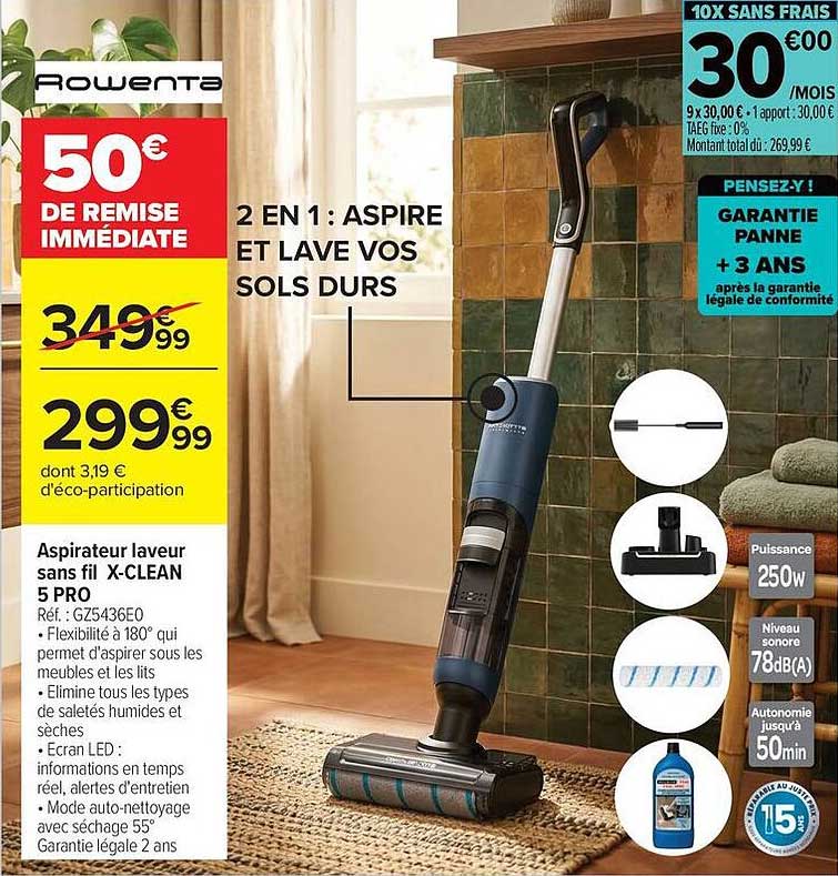 Promo Aspirateur Laveur Sans Fil Home chez Carrefour Market ...