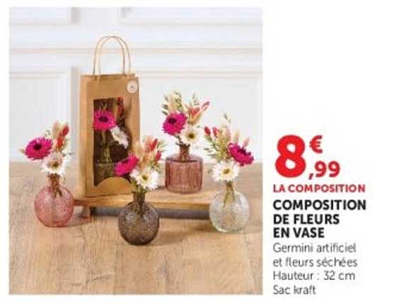 Promo Composition De Fleurs Piquées chez Auchan - 123Catalogue.fr