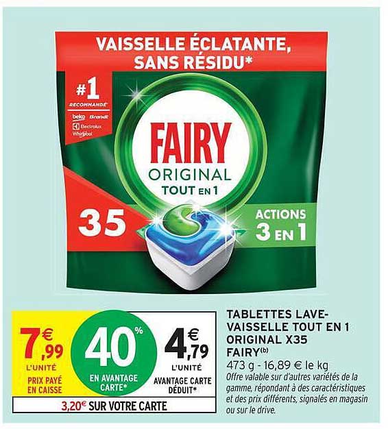 Promo Tablettes Lave Vaisselle Fairy chez Auchan - 123Catalogue.fr