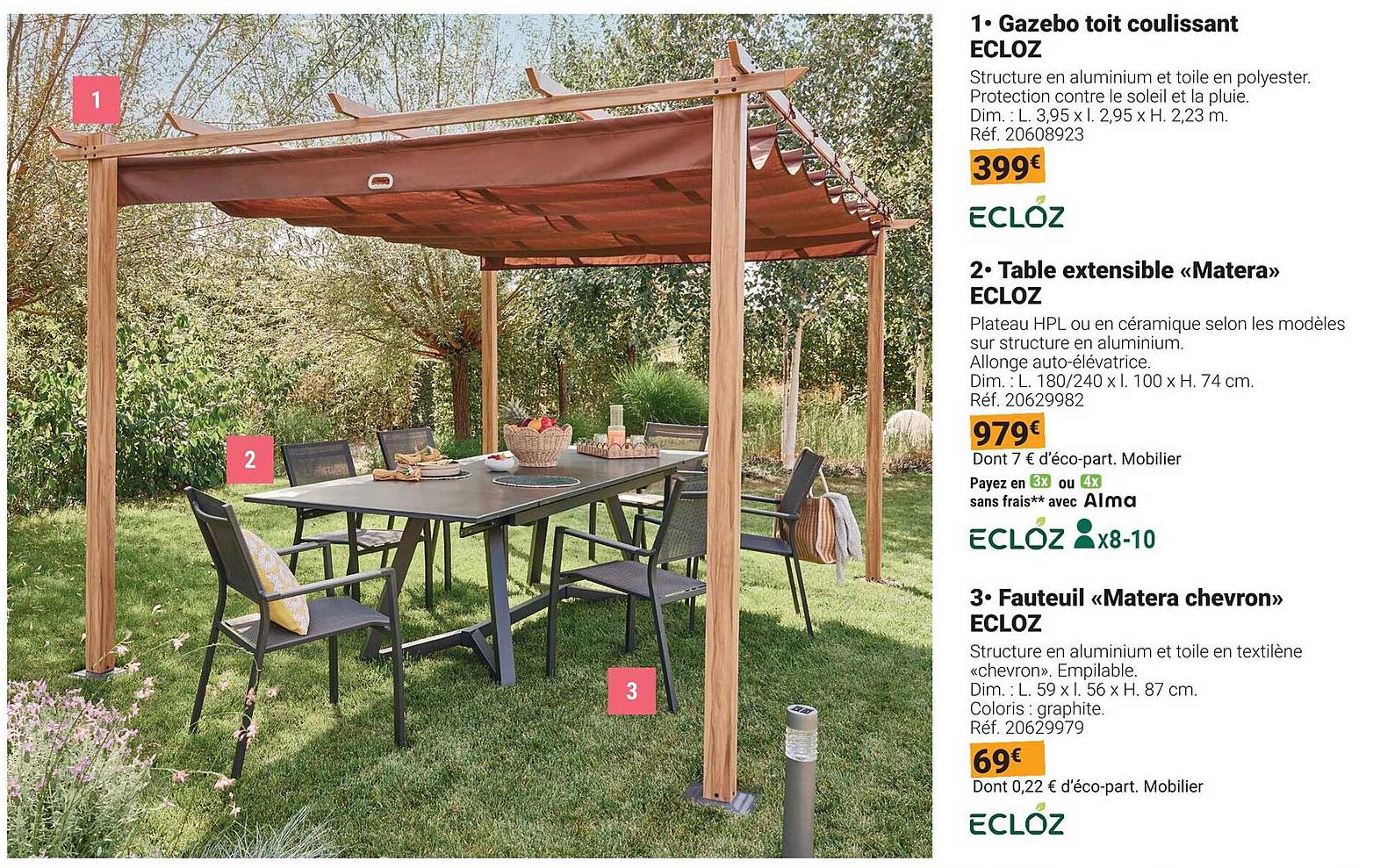 Promo Gazebo Toit Coulissant Eclóz chez Gamm vert - 123Catalogue.fr