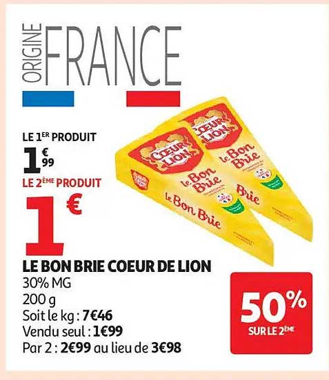 Promo Le Bon Brie Coeur De Lion chez Auchan - 123Catalogue.fr